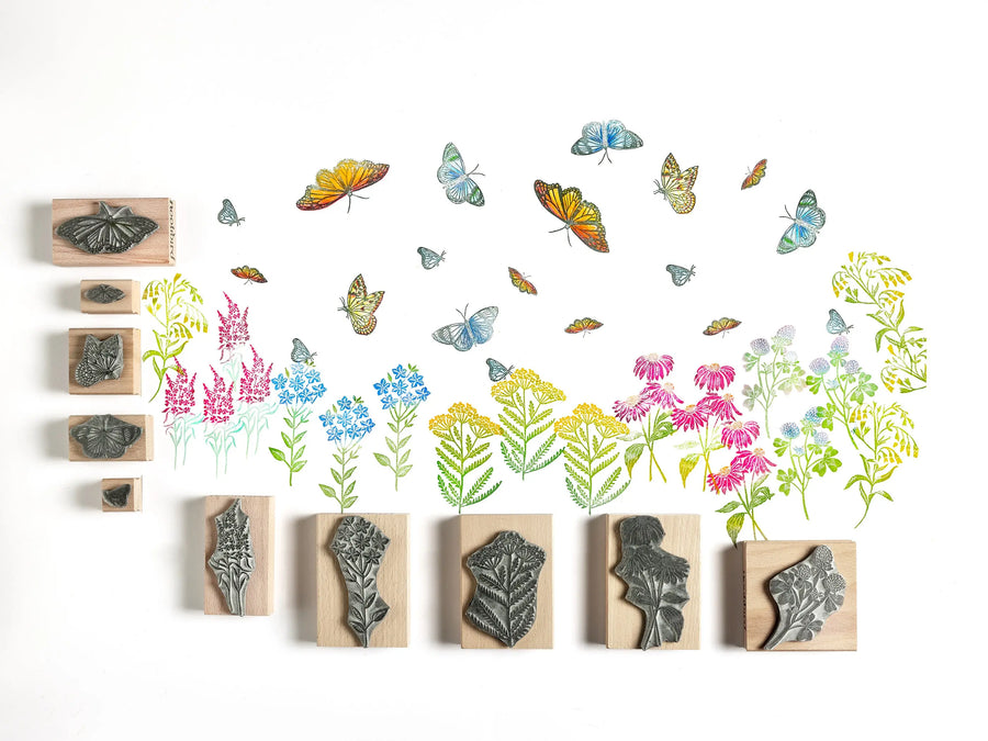 Butterfly Garden Flowers Rubber Stamps for Card making and Craft Stamp ...