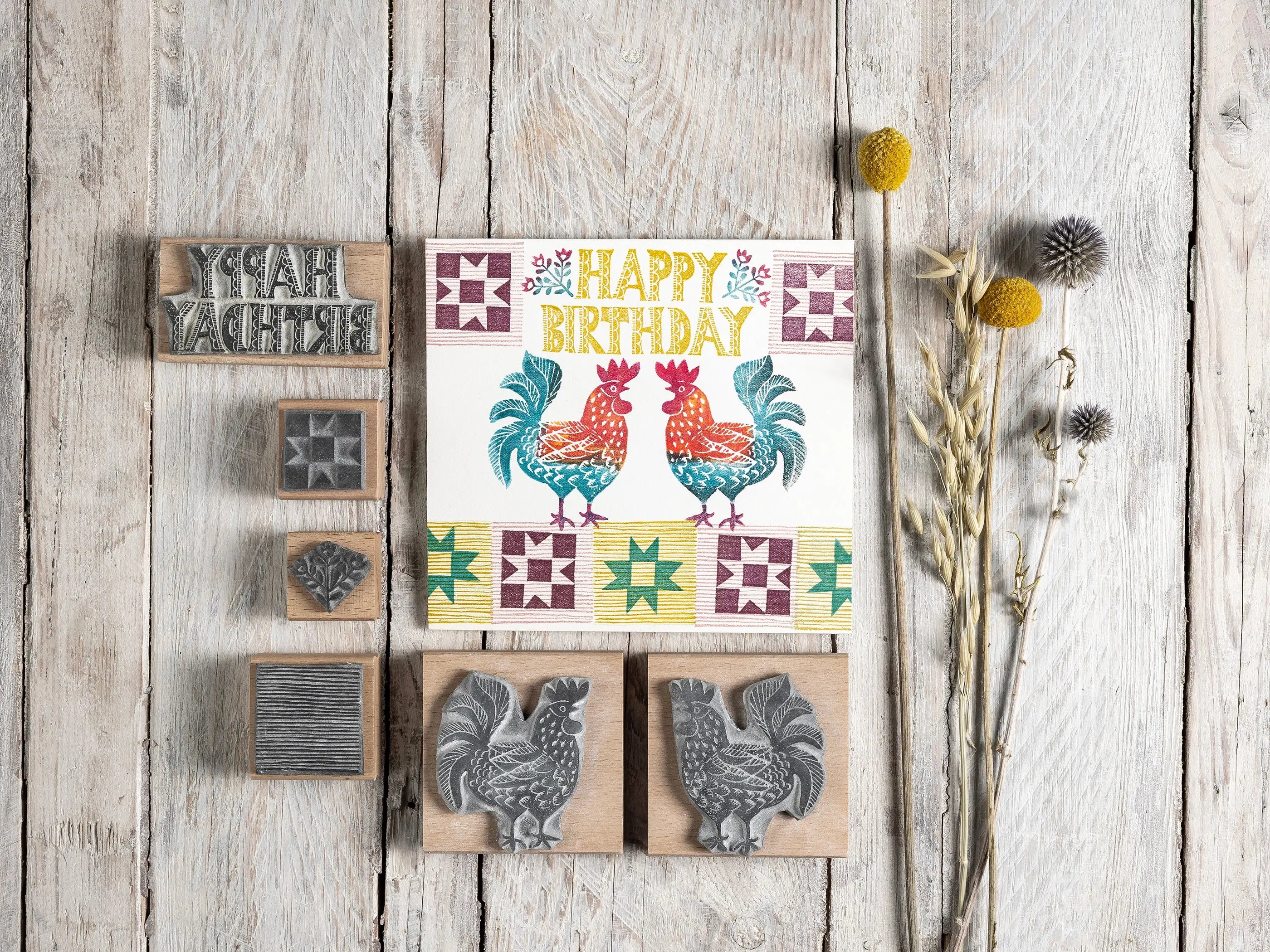 Rooster Rubber Stamps - Folk Art Cockerel Stamps | - – Noolibird