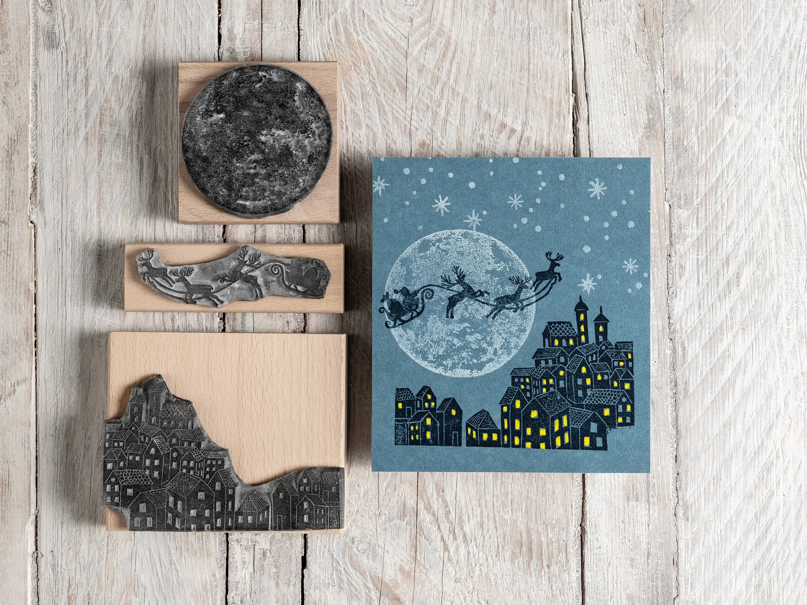 Christmas Rubber Stamp - Night Before Christmas Santa Scene | Noolibir ...