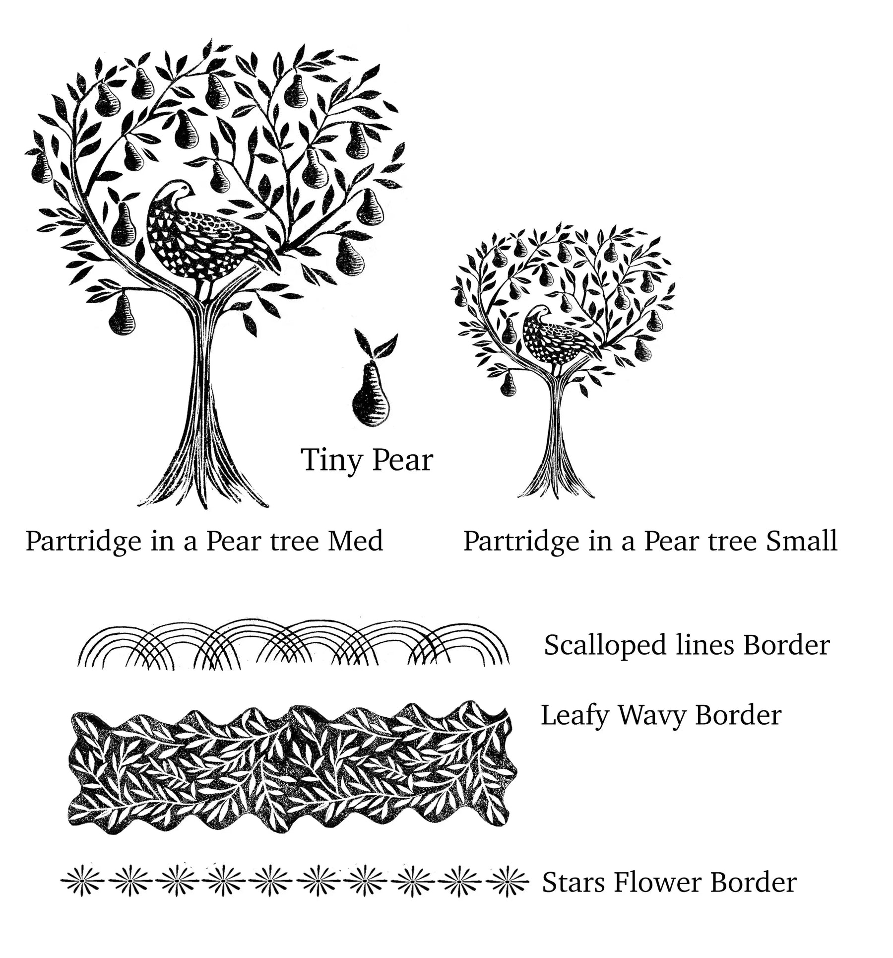 Partridge in a Pear Tree Stamp, Stamp for Christmas Card making ...